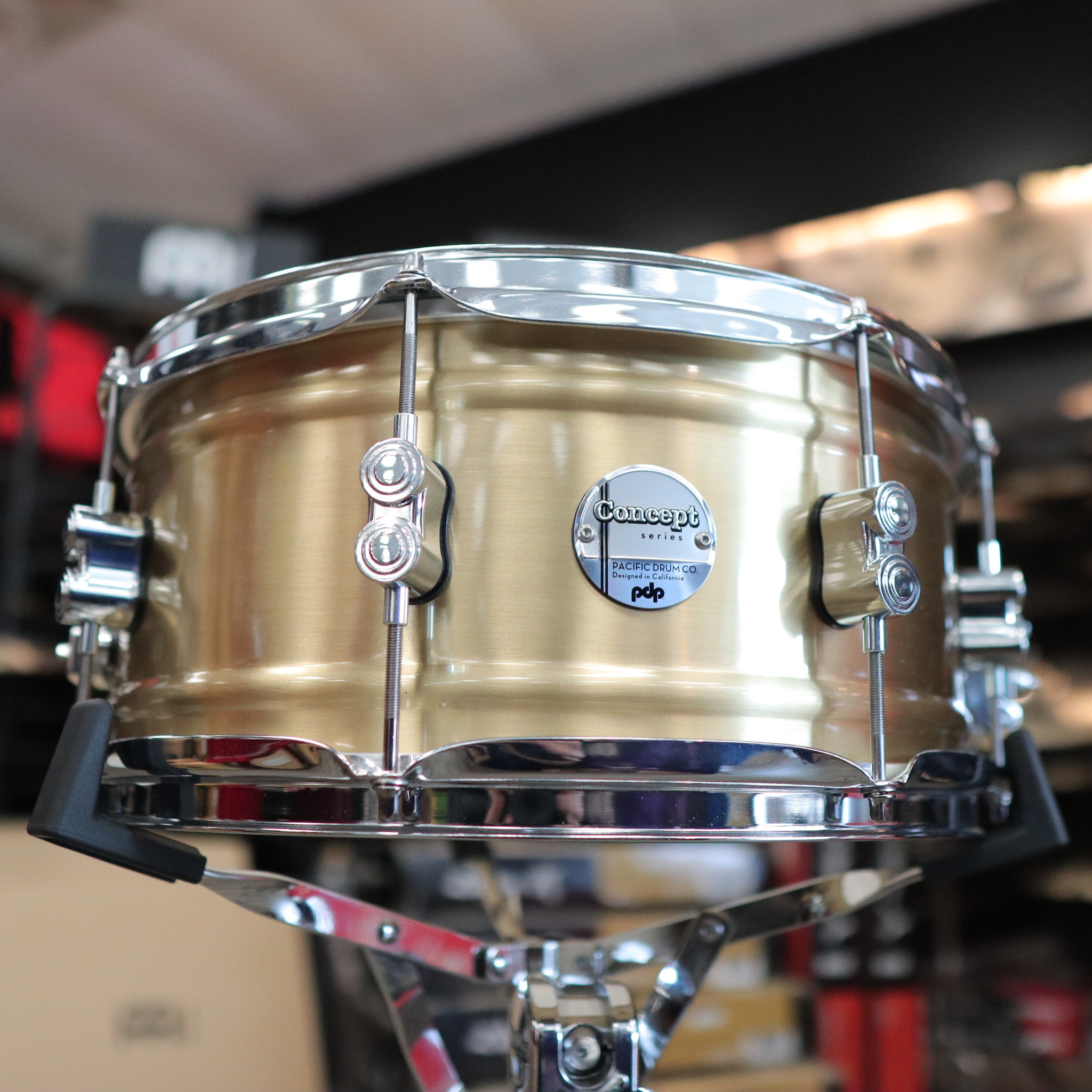 PDP Concept 6.5x14" 1.2mm Natural Satin Brushed Brass Snare Drum with ...