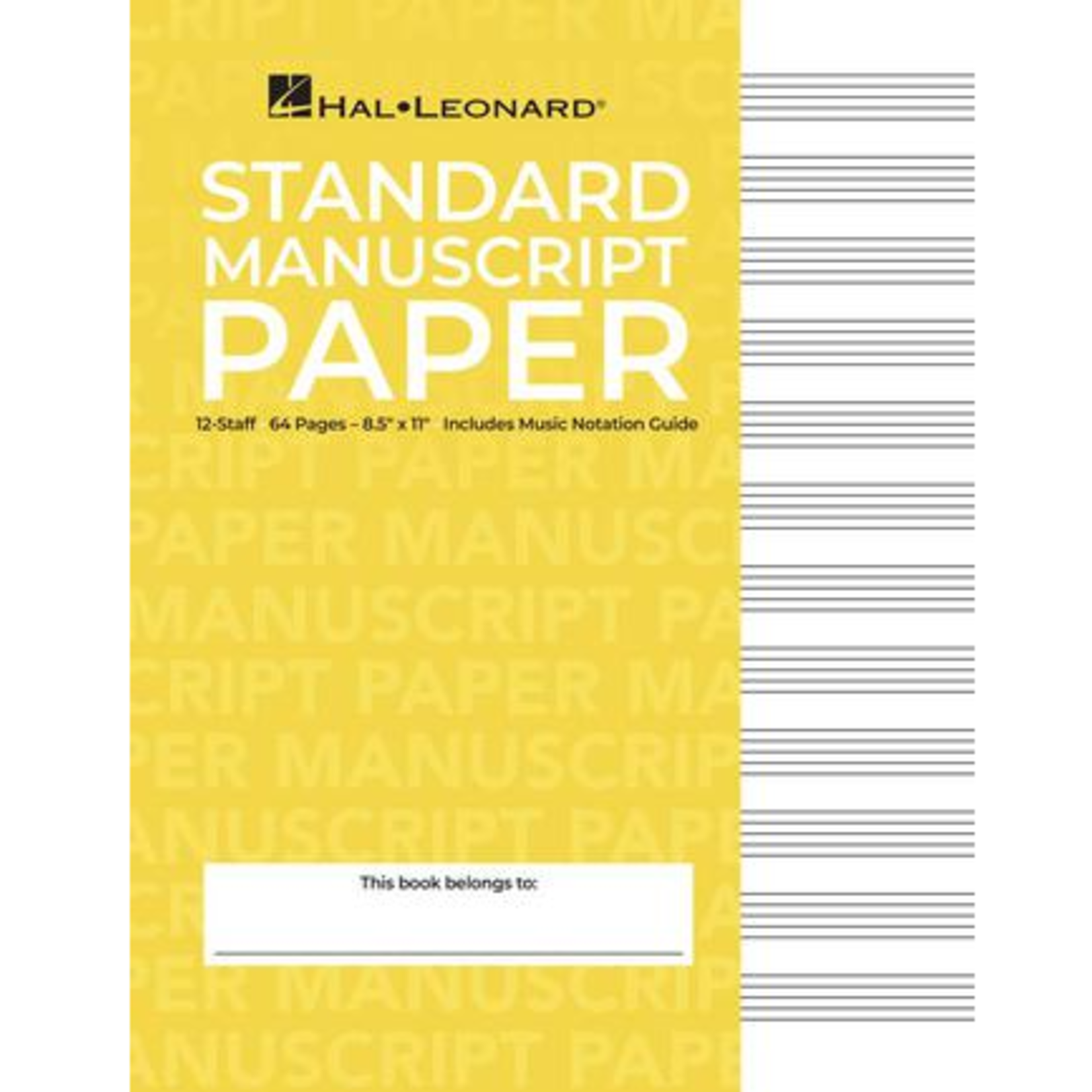 Hal Leonard Standard Manuscript Paper 8.5 x 11" 12-Staff 64 Pages ...