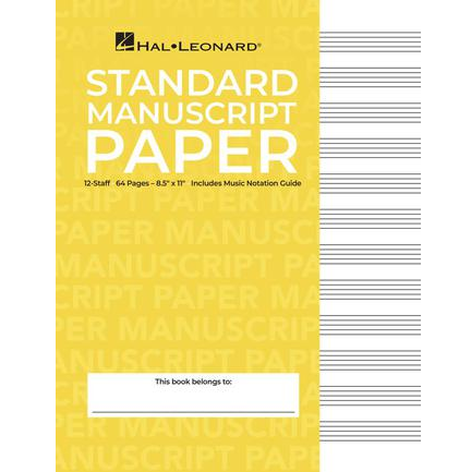 Hal Leonard Standard Manuscript Paper 8.5 x 11" 12-Staff 64 Pages ...