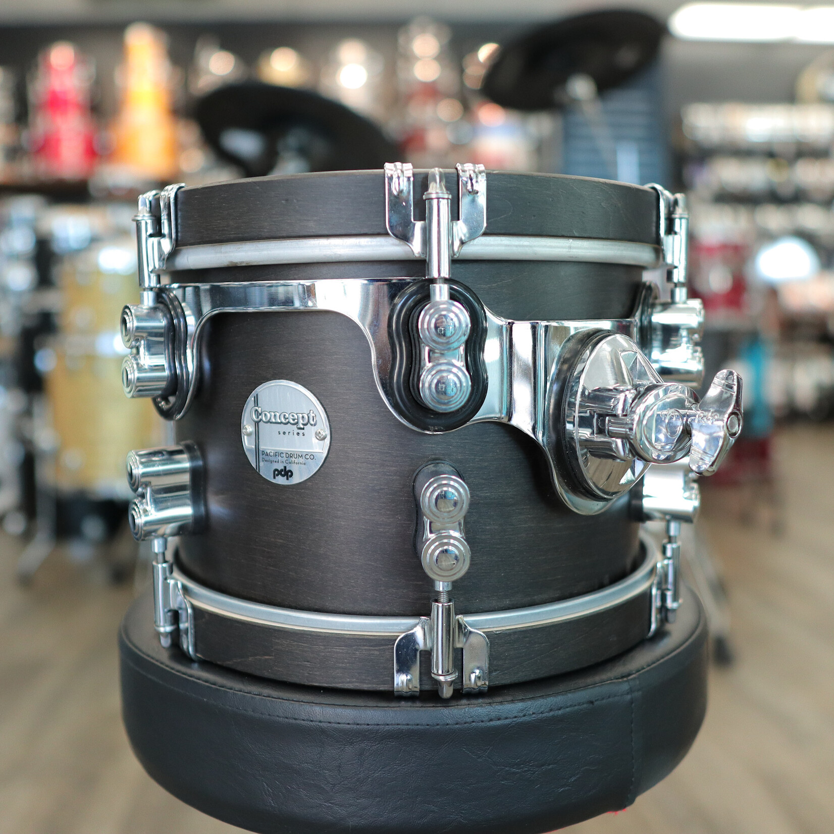 Used PDP 7x10" Concept Classic Maple Tom (Ebony Stain with Ebony Hoops ...