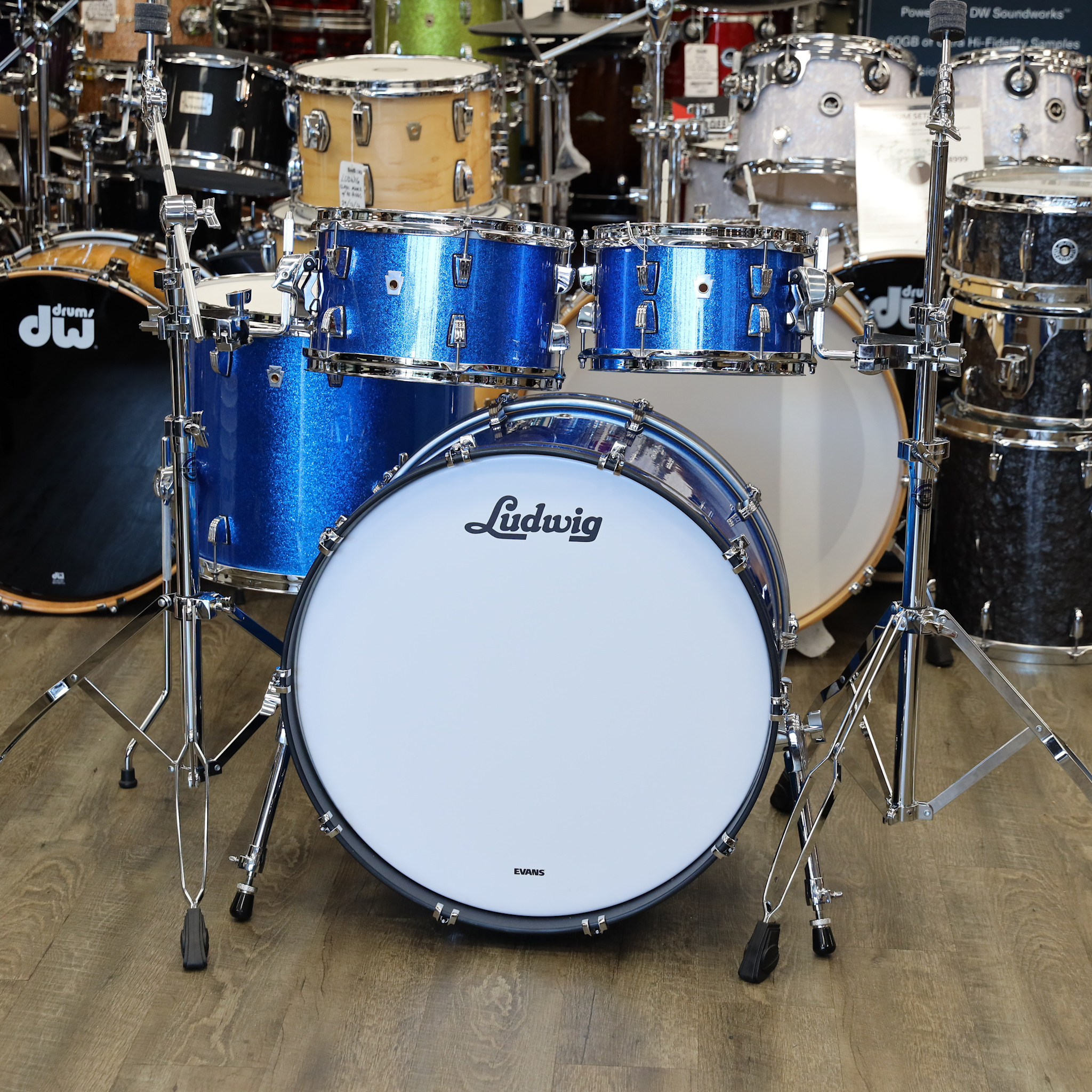 Ludwig Neusonic Mod2 4-Piece Shell Pack 10/12/16/22 (Blue Super Sparkle) - 2112 PERCUSSION