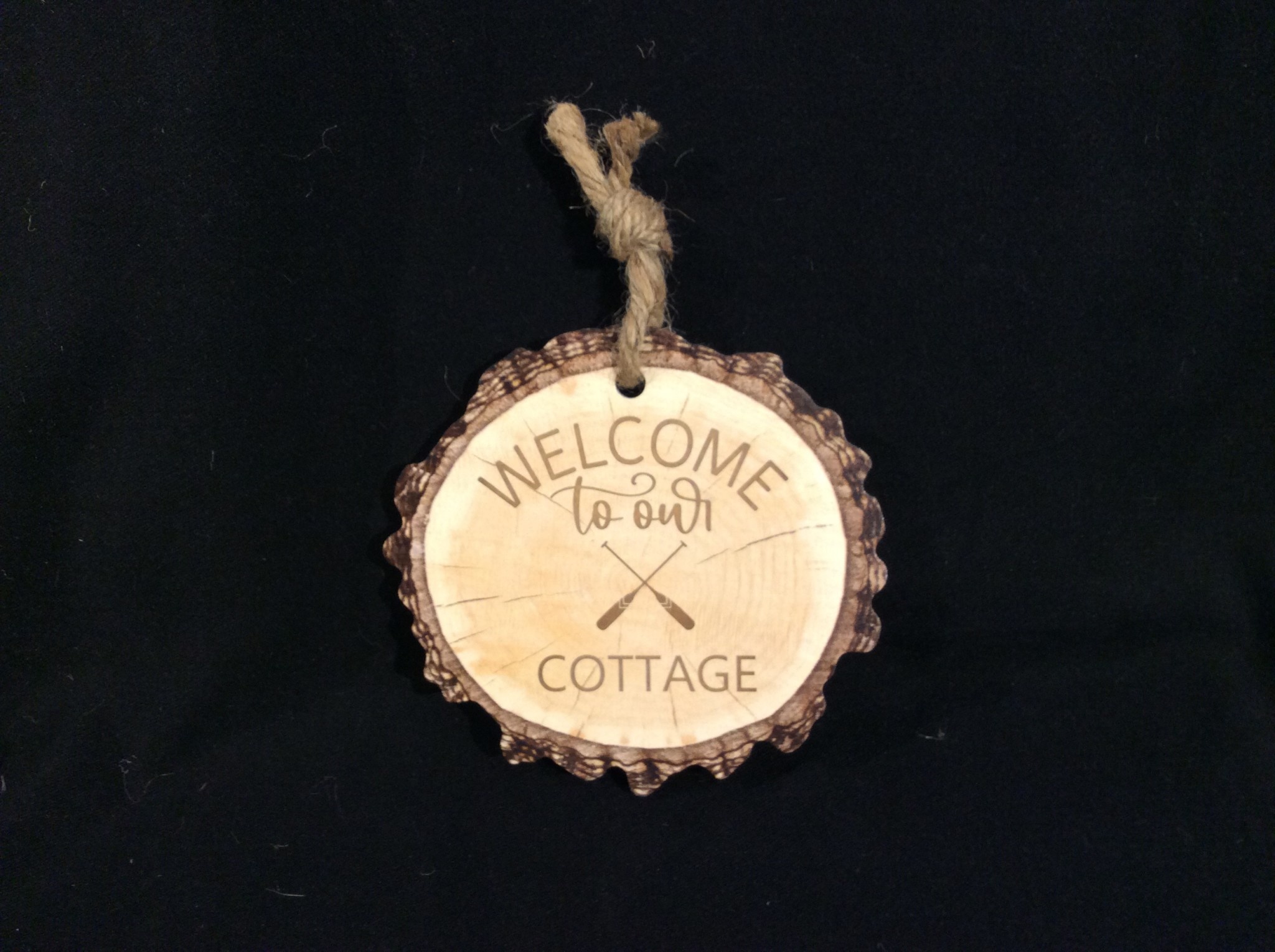 6” Round Faux Sliced Log Hanging Sign - Christmas Tyme