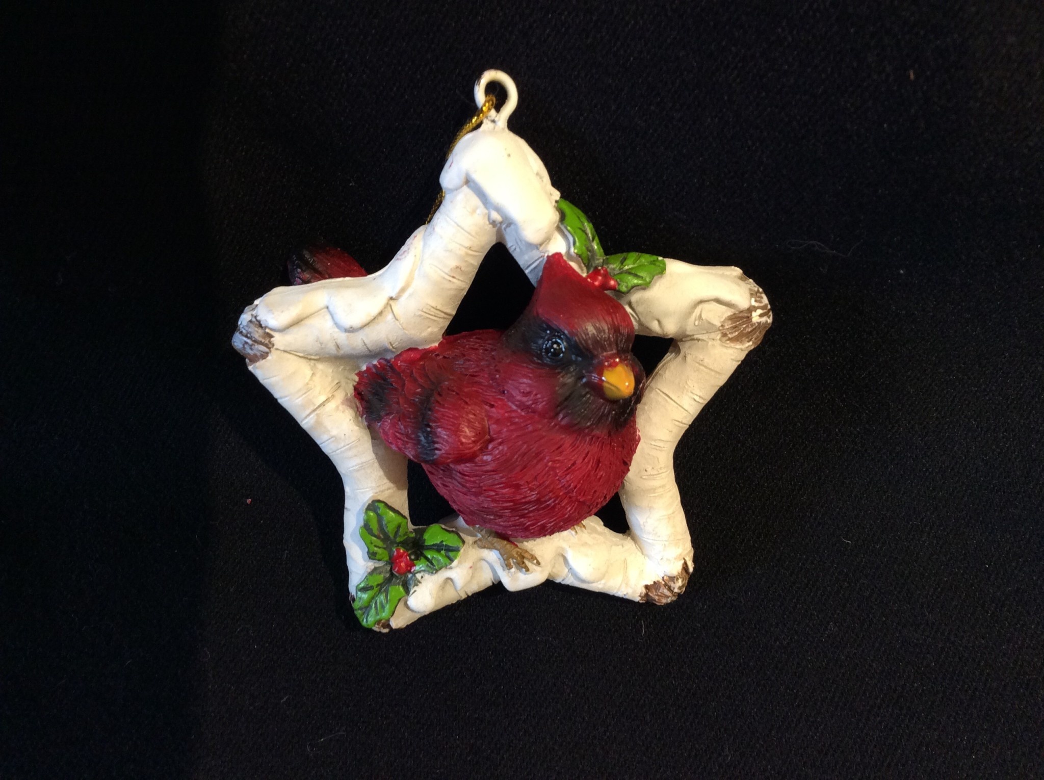 Cardinal in Birch Star Orn - Christmas Tyme