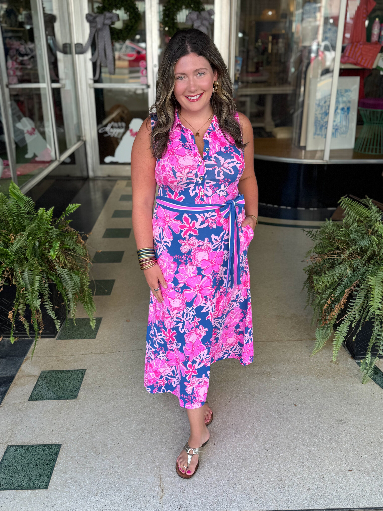 (取寄) リリー ピュリッツァー レディース ライランド ミディ ドレス Lilly Pulitzer women Ryland Midi Dress Starlight Navy Once/Floral Engineered Lilly Pulitzer Ryland Midi - Starlight Navy - Oxford+Lee