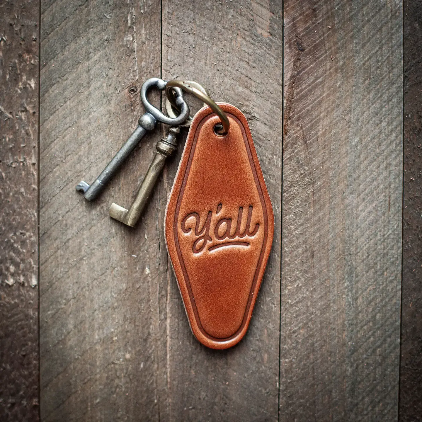 Y'All Leather Keychain Motel Style - DECO Raleigh