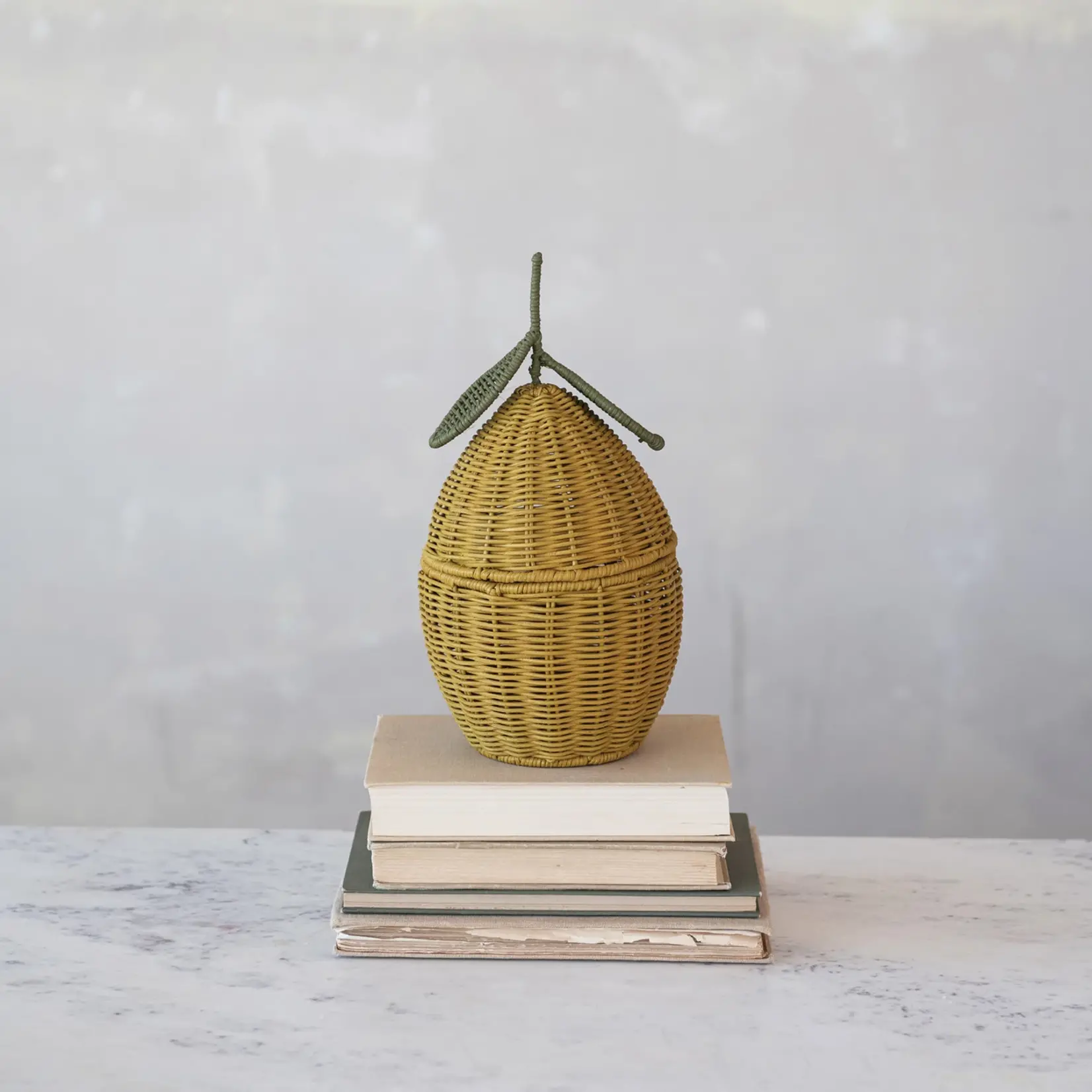 Hand-Woven Rattan Lemon Shaped Basket - DECO Raleigh