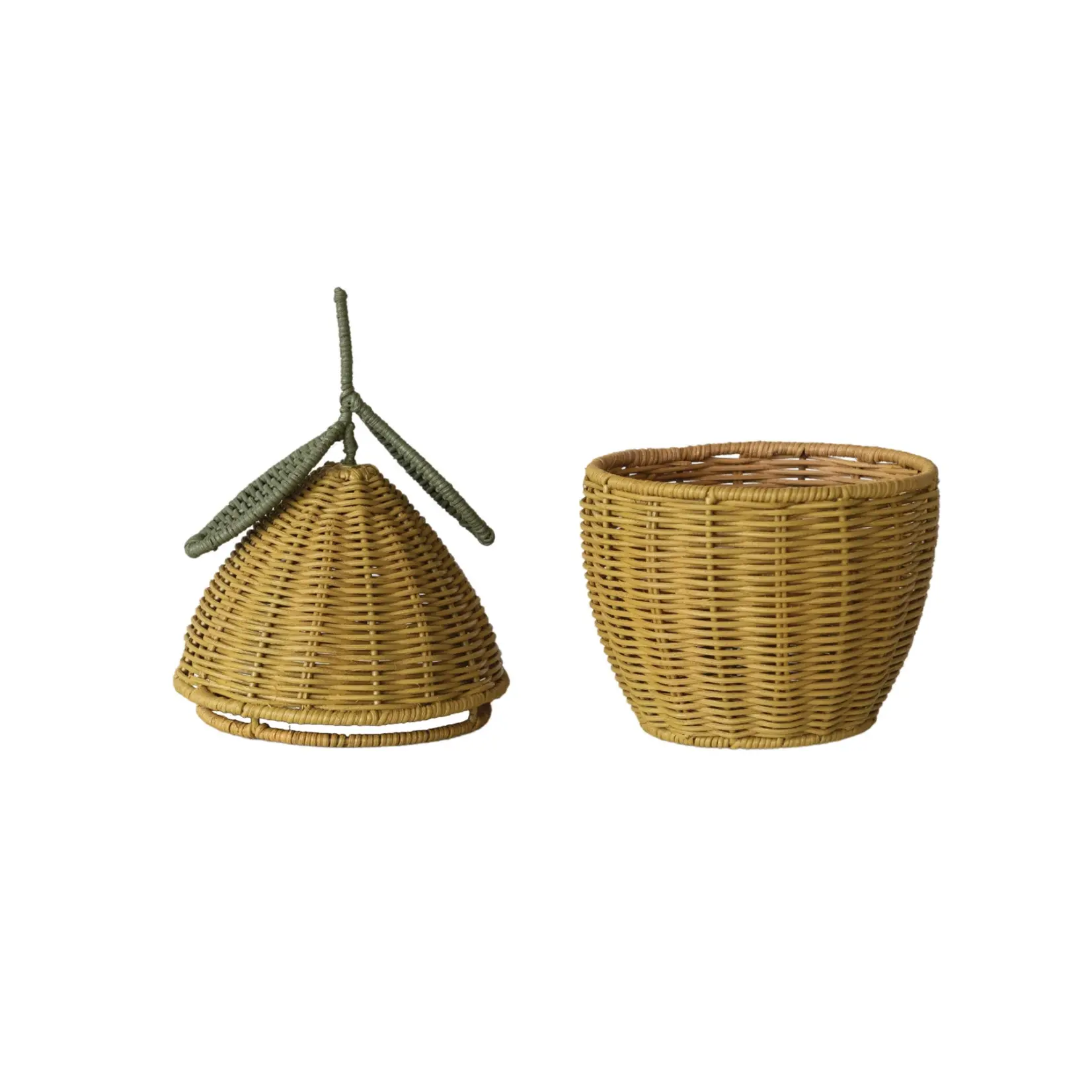 Hand-Woven Rattan Lemon Shaped Basket - DECO Raleigh