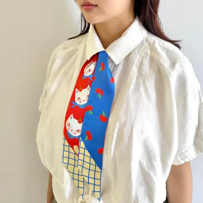 Twilly Ribbon Scarf - Apple Cat - DECO Raleigh