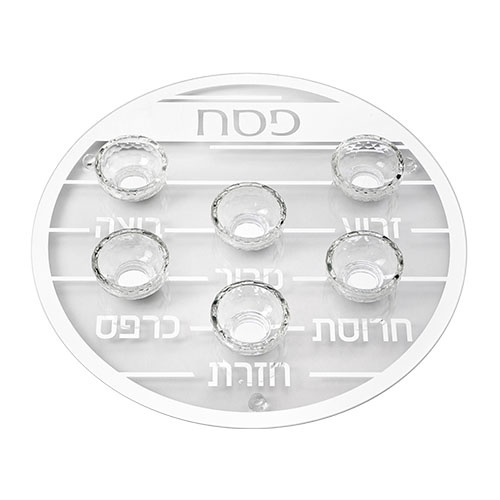 Round Seder Plate, Crystal - The Israeli Source