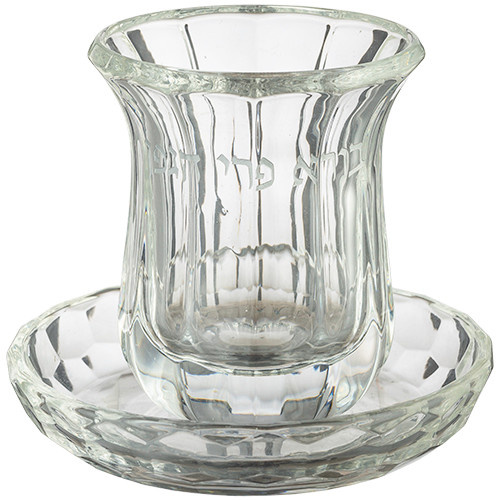 Crystal Kiddush Cup with Tray - The Israeli Source