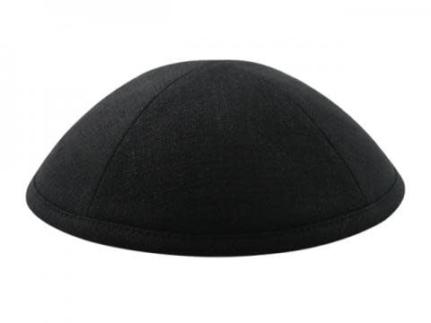 Black Linen Kippah with Perma-Clip, Size 1 - 17cm - The Israeli Source