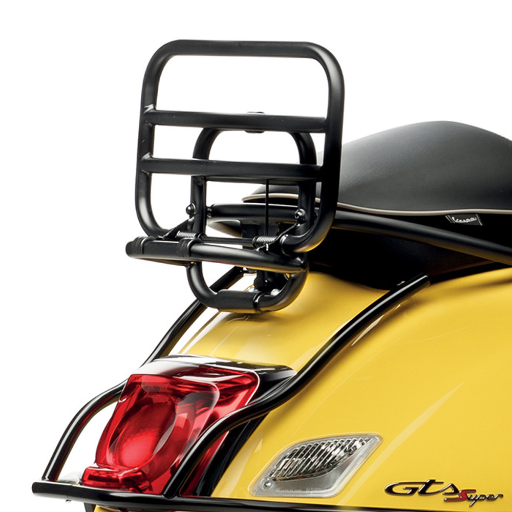 Rack, GTS Super Rear OEM Black Folding - Vespa Toronto West