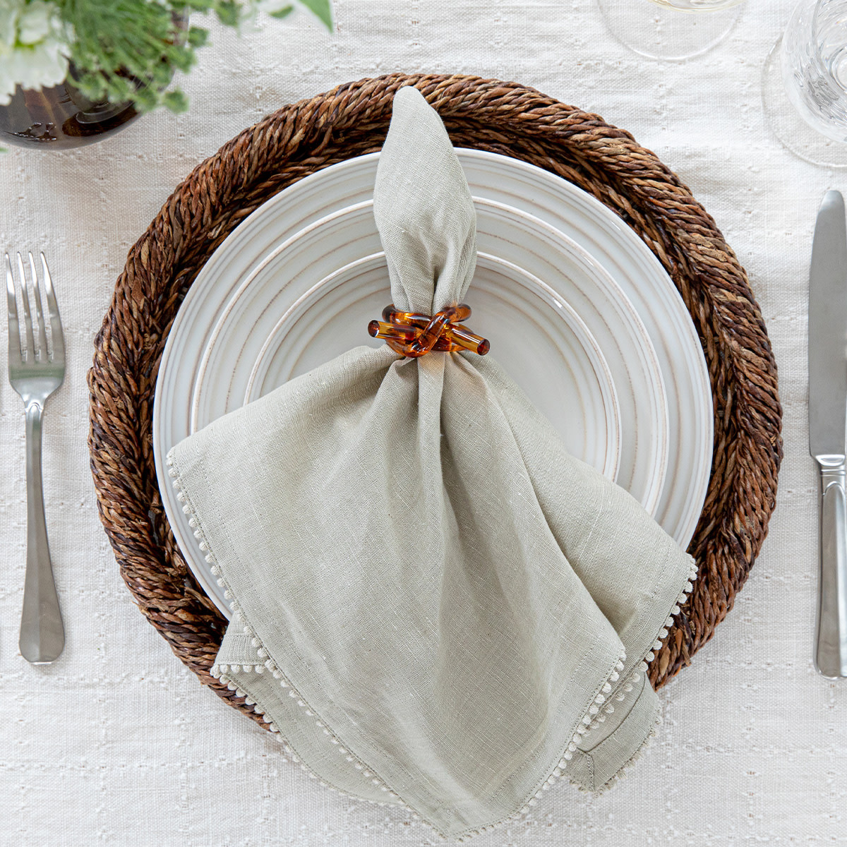 Berry Trim Flax Napkin - Kademi