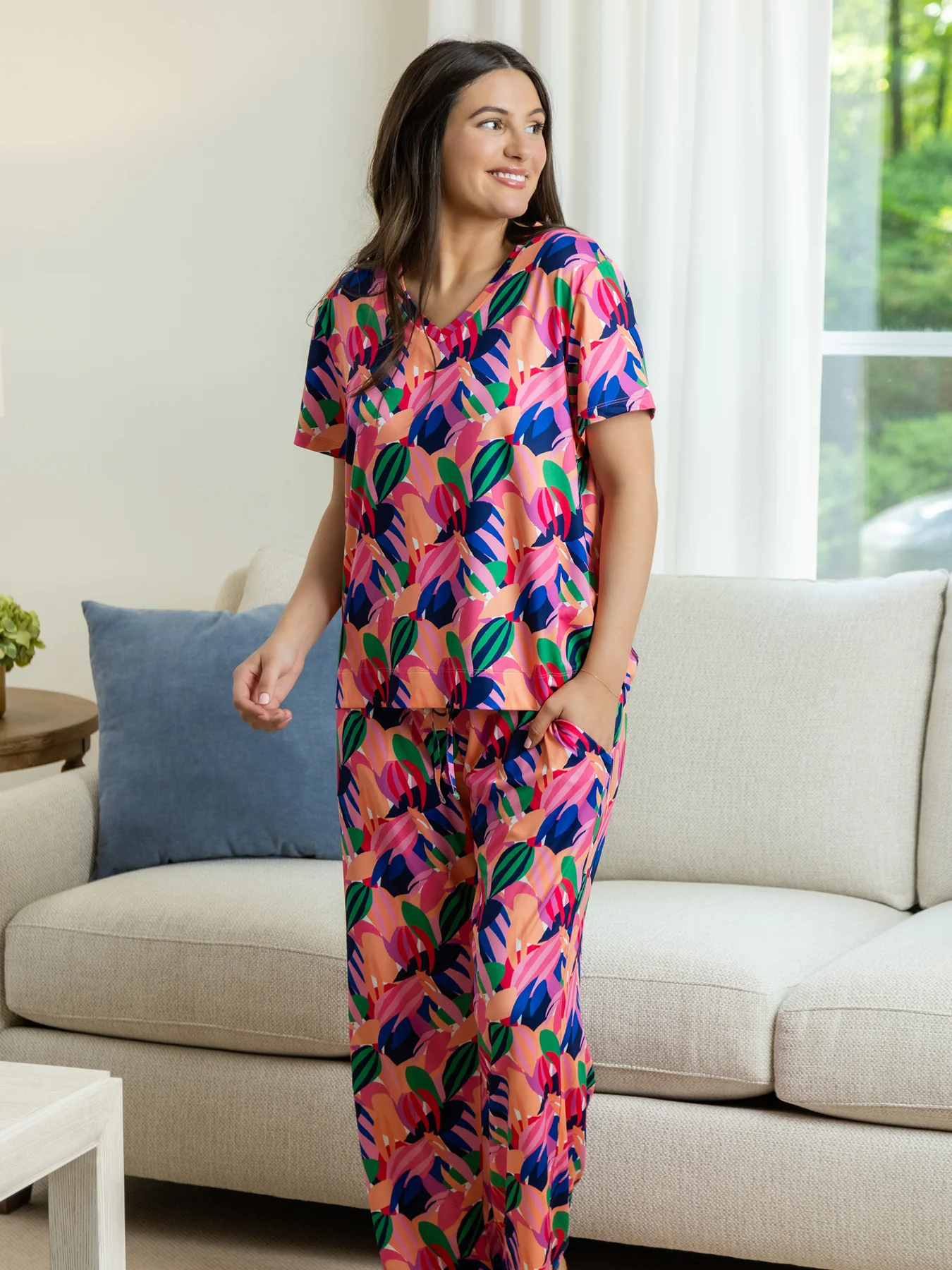 Alli Bombshell Blooms Pink Pant Set Pink - Kademi