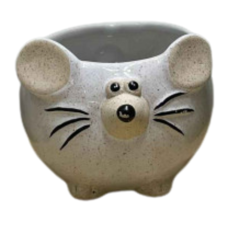 Porcelain Mouse Planter - White - The Green Spot Brandon