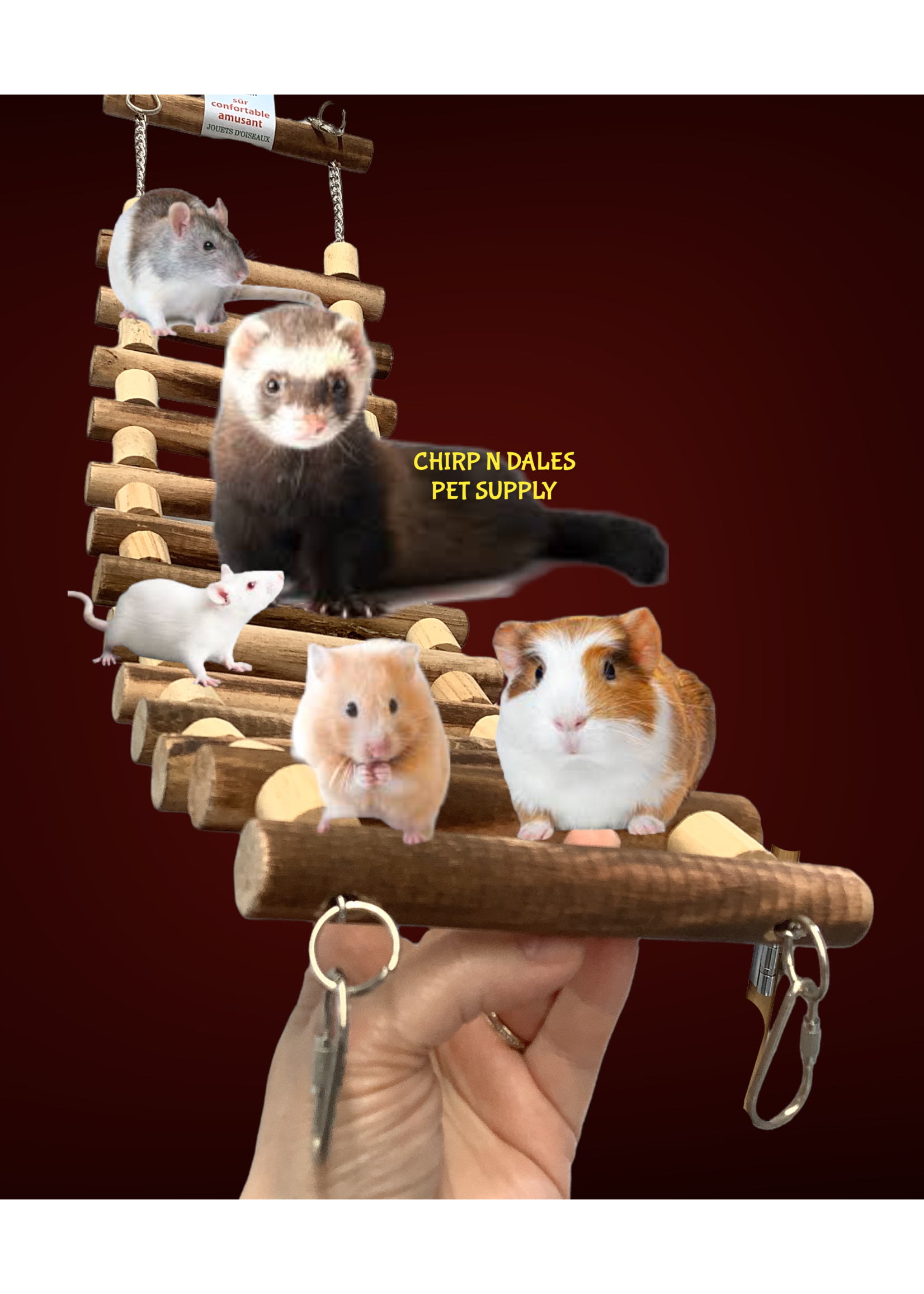 Jolly Jungle Natural Rope Ladder with Bamboo Spacer - Chirp N Dales Pet ...