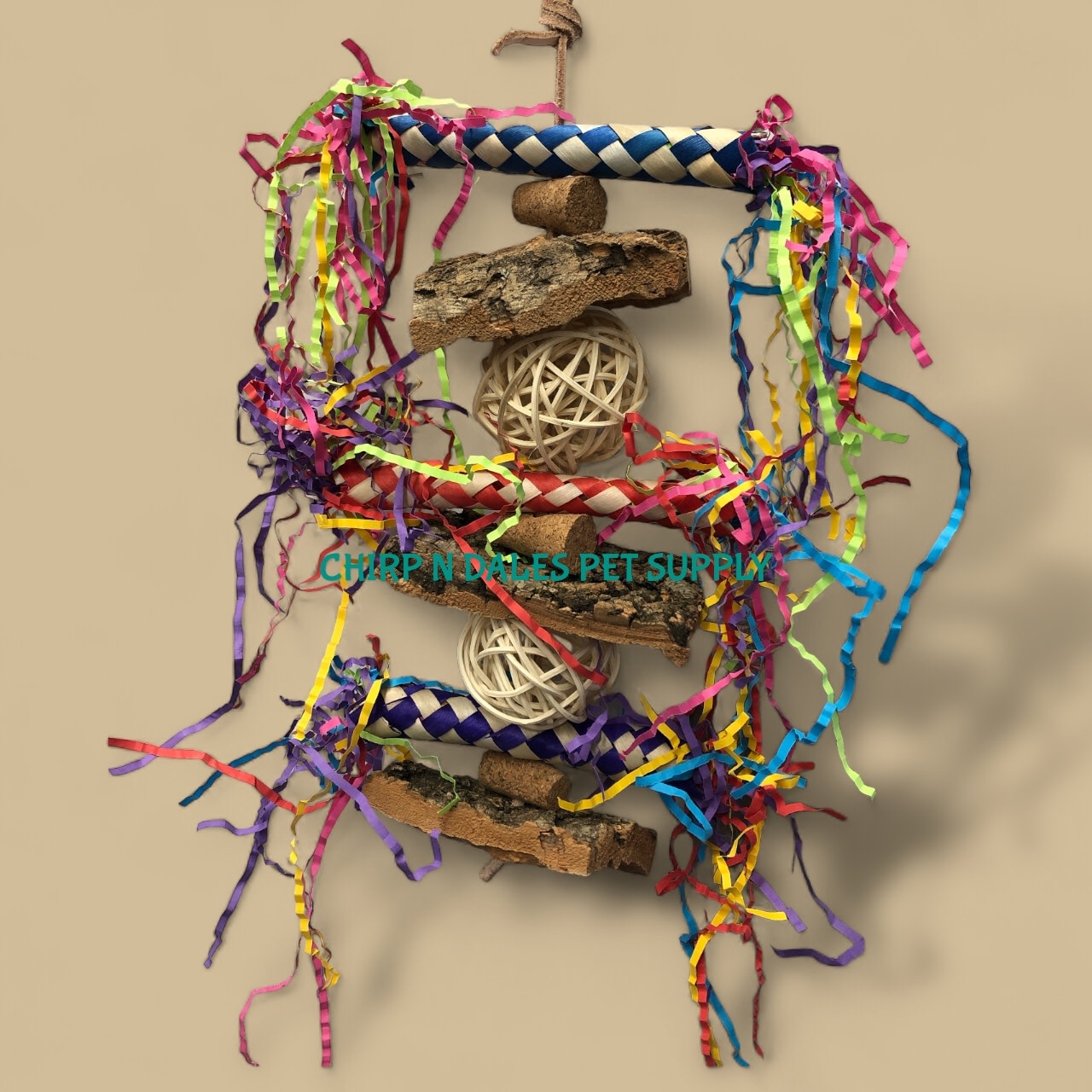 Jolly Jungle Cork and Wicker Balls 15"x6" - Chirp N Dales Pet Supply