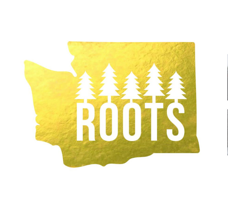 Washington roots gold foil sticker - Rustic Rose
