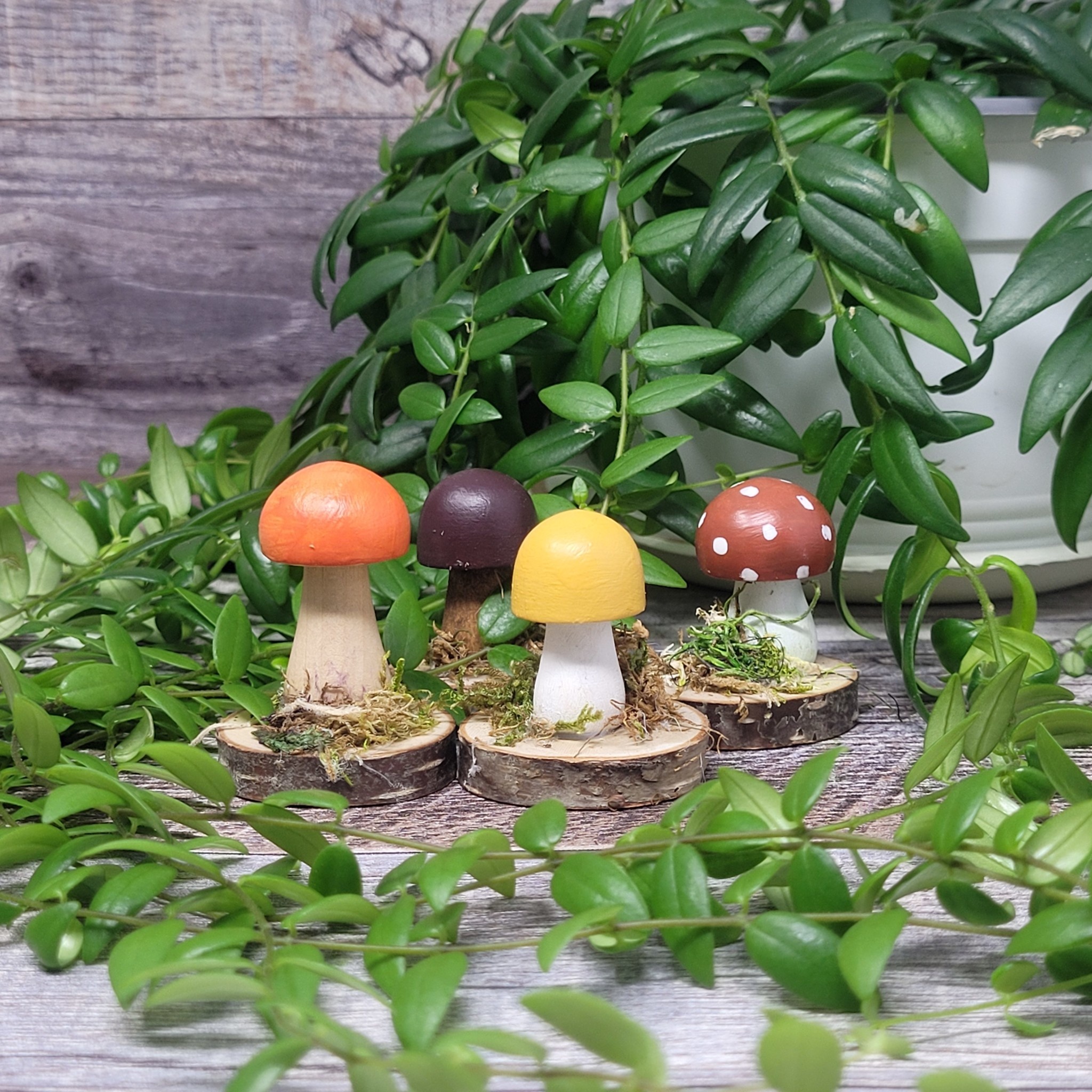 Brantch Wooden Toadstool Mushroom Decor - Backyard Birds Nature Shop