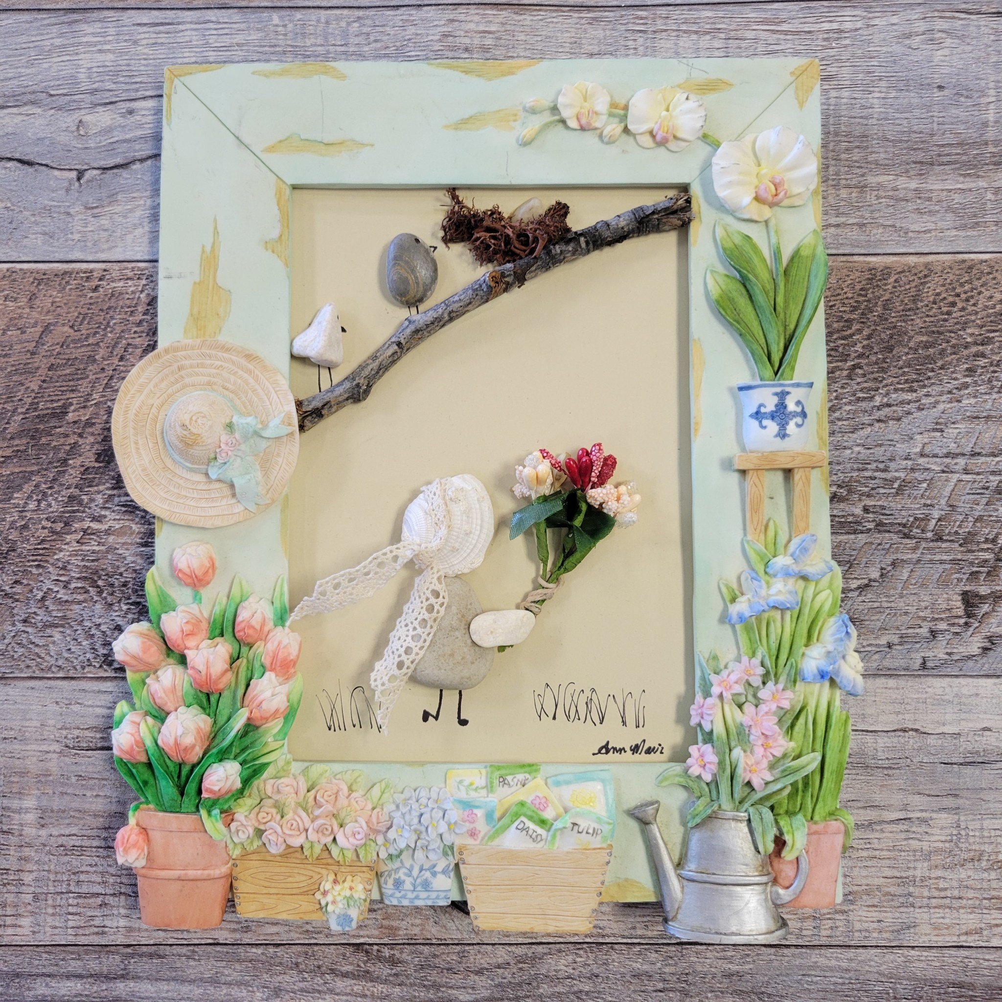 Ann's Rock Art - Garden Theme Frame - Backyard Birds Nature Shop
