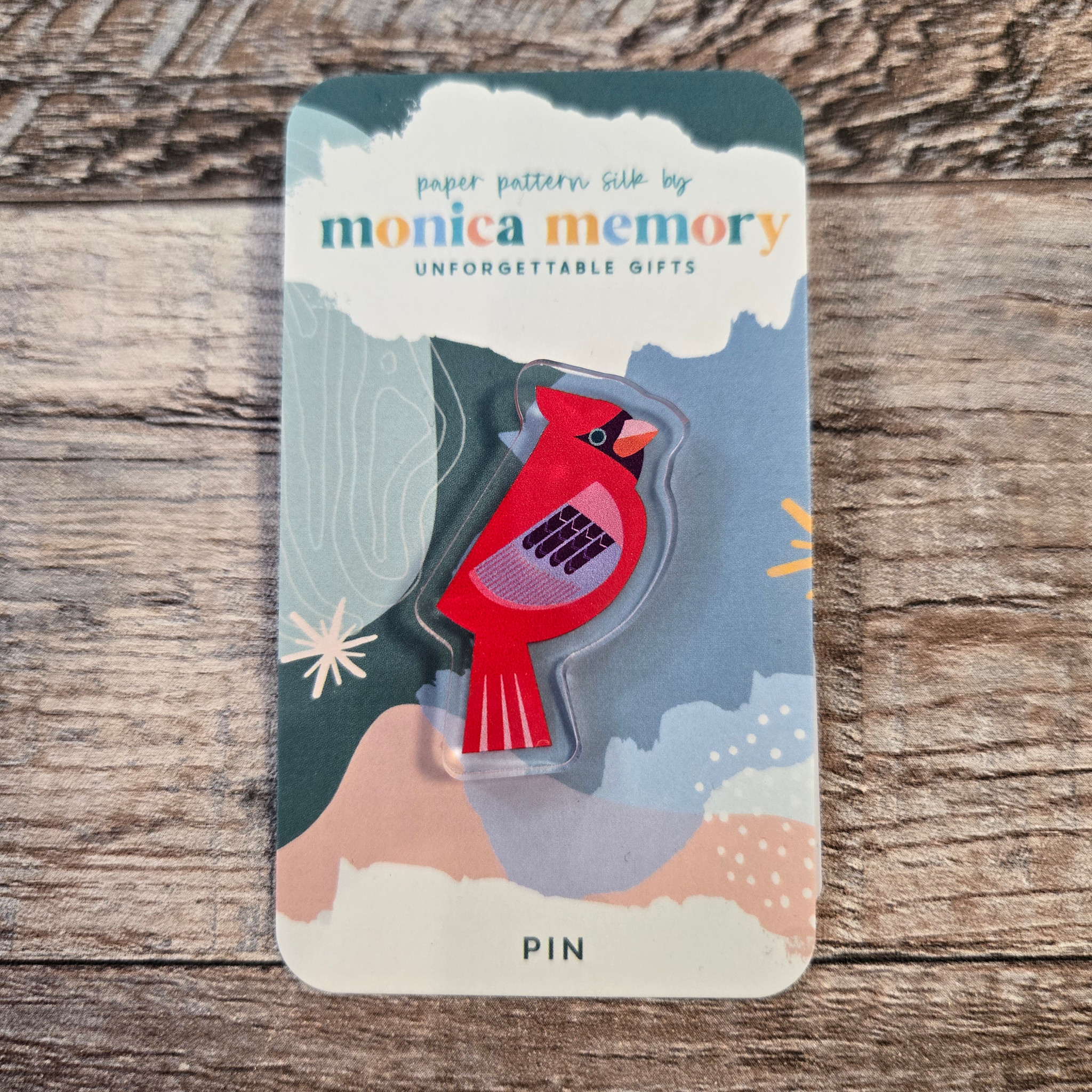 Paper Pattern Silk Pin - Cardinal - Backyard Birds Nature Shop