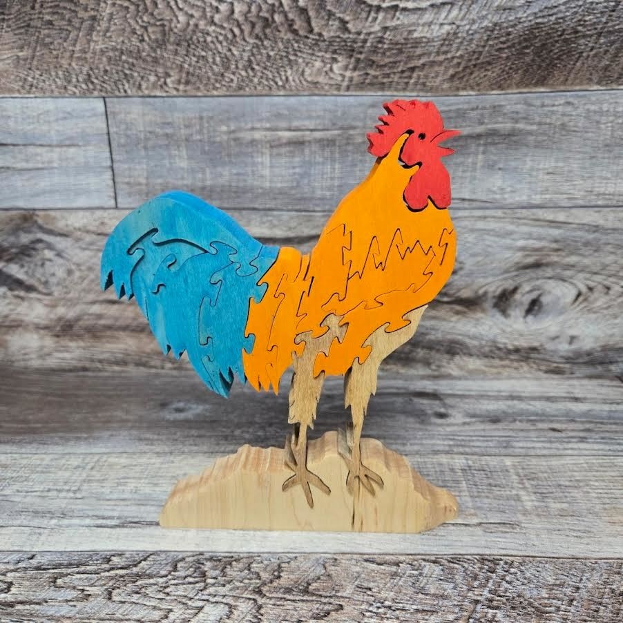 Brian's Wood Puzzle - Rooster - Backyard Birds Nature Shop