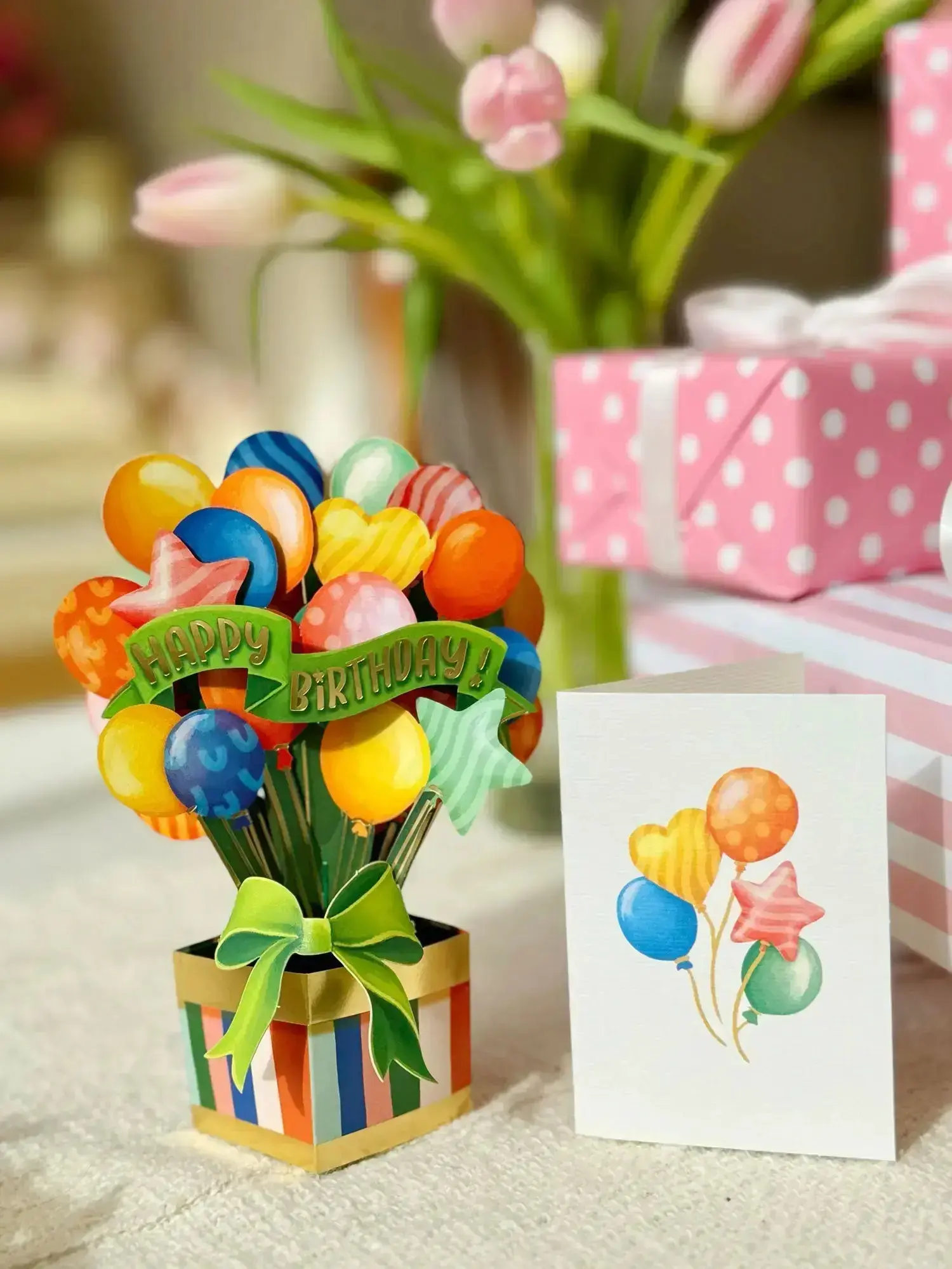 Fresh Cut Paper Mini Bouquet & Card - Birthday Balloons - Backyard ...