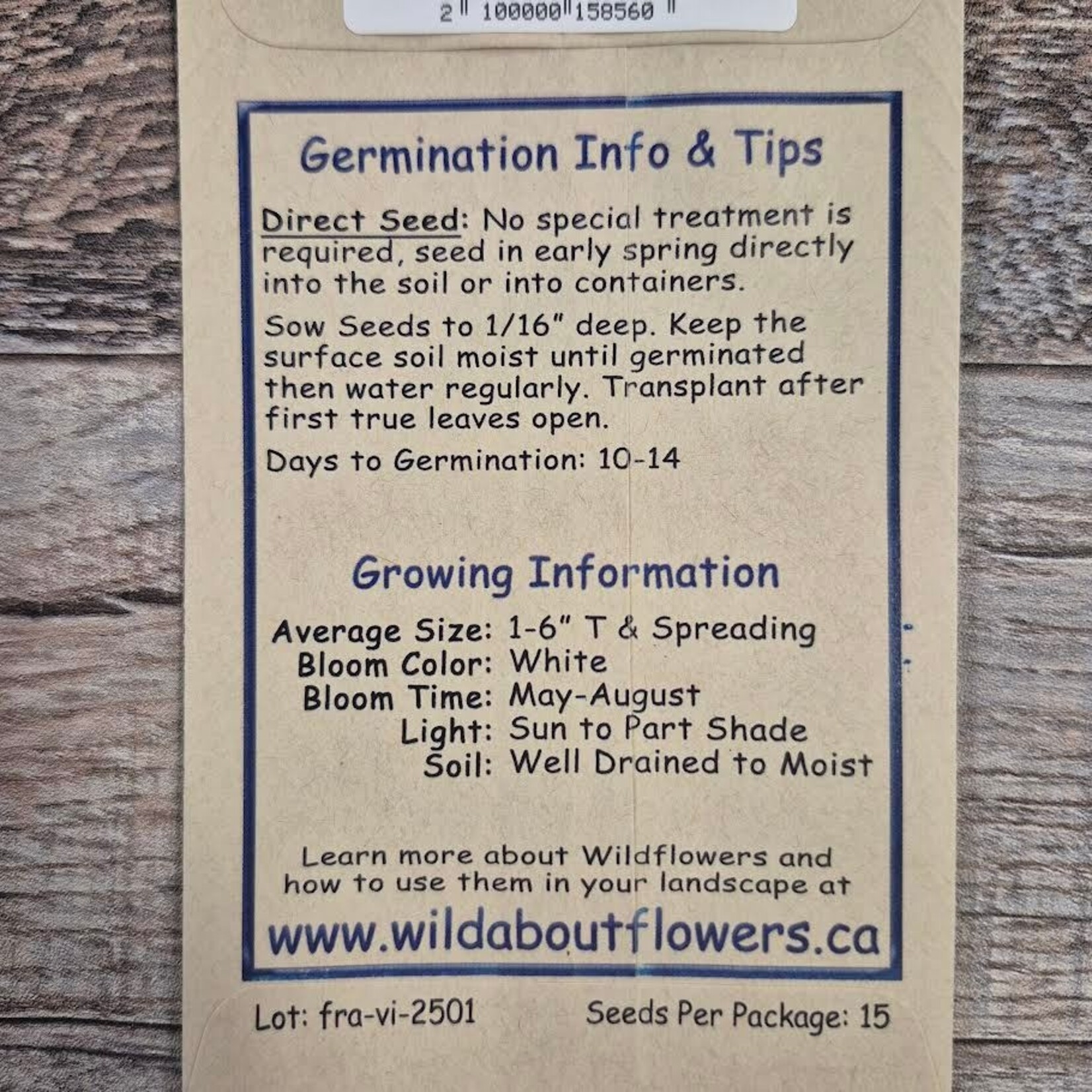 Wildflowers Seed Package - Wild Strawberry - Backyard Birds Nature Shop