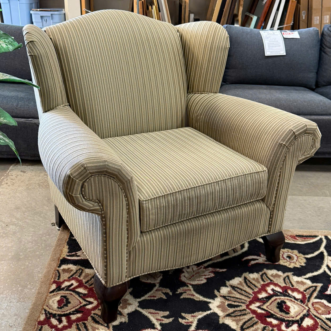 Wood Leg Striped Armchair - Habitat for Humanity ReStore - Thunder Bay