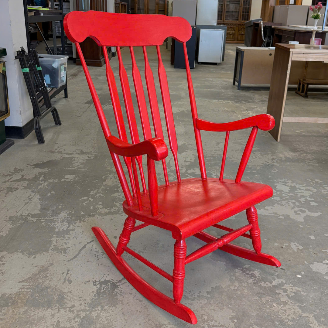 Red Wooden Rocking Chair - Habitat for Humanity ReStore - Thunder Bay