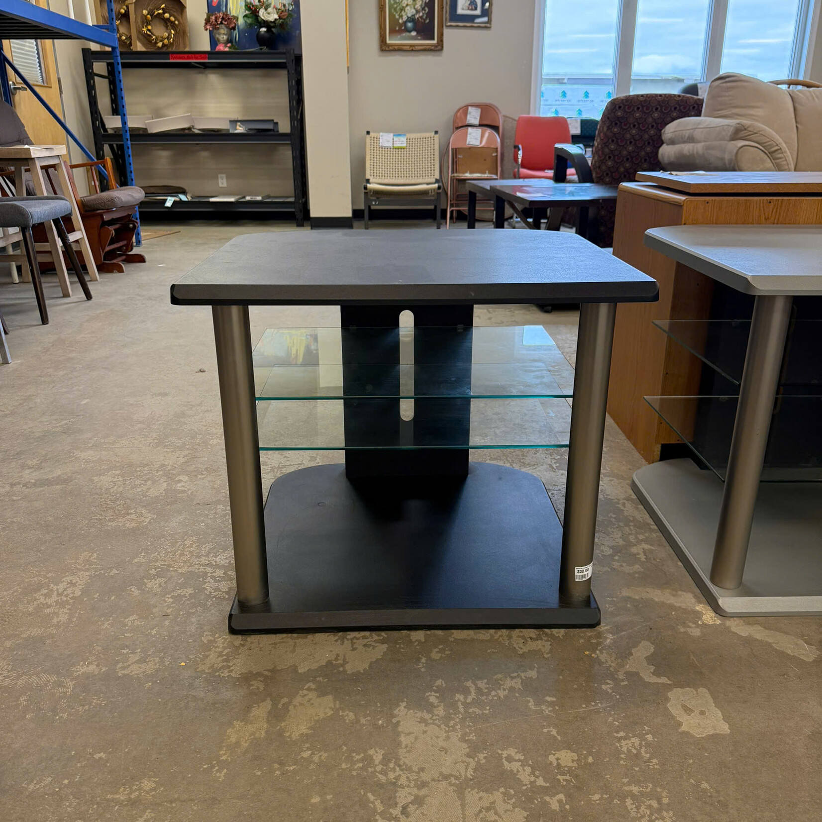 Black 2-Shelf TV Stand - Habitat for Humanity ReStore - Thunder Bay