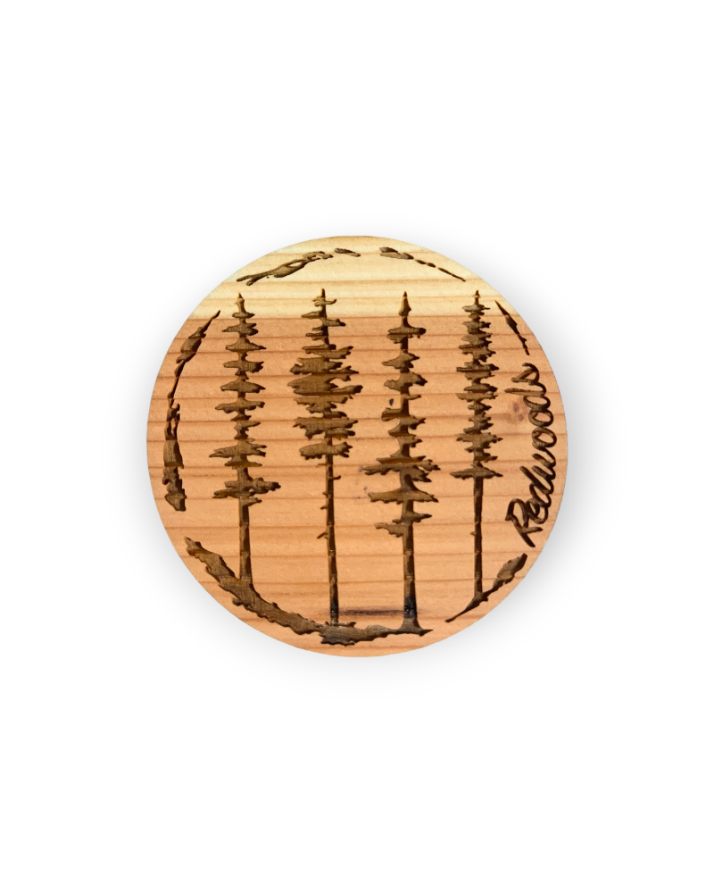 Magnet (Redwood - 4-Tree Round) - Grandfather Tree Gifts and More