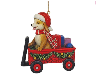 # JS DOG IN WAGON ORNAMENT - Fireside Gift Shops