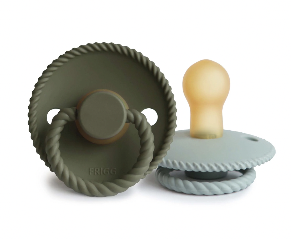 FRIGG Rope Natural Rubber Baby Pacifier Set (Olive/Sage) - Elitaire ...