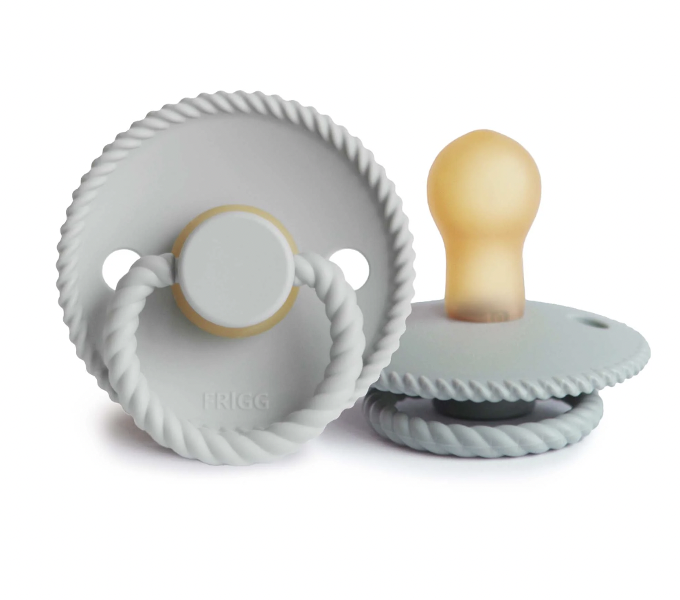 FRIGG Rope Natural Rubber Baby Pacifier Set (Silver Gray/French Gray) 6 ...