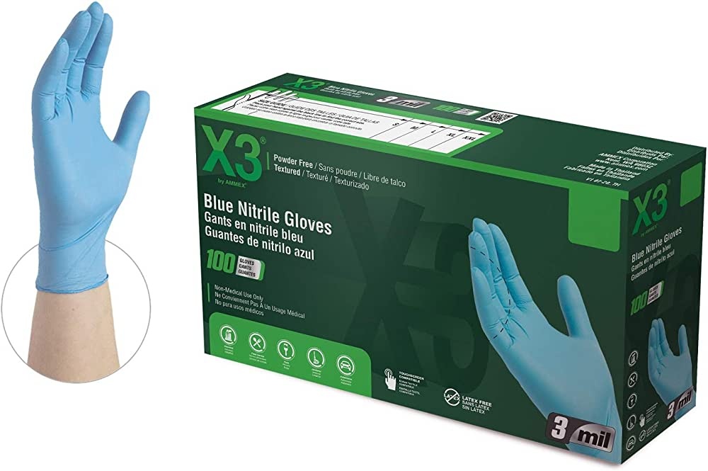 AMMEX - Nitrile X3 Standard gloves (100x pack) - Paddock Animal & Co