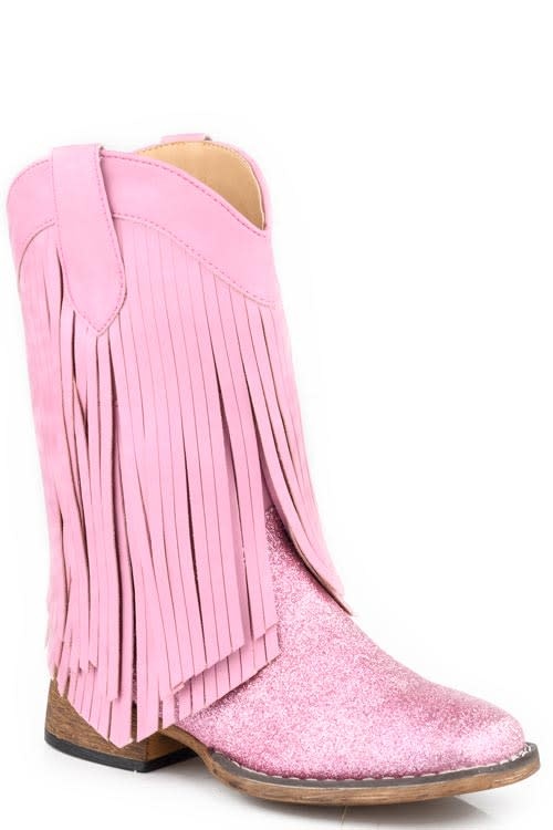 ROPER - Pink Glitter & Fringe Shaft Little Girl Cowboy Boot - Paddock ...
