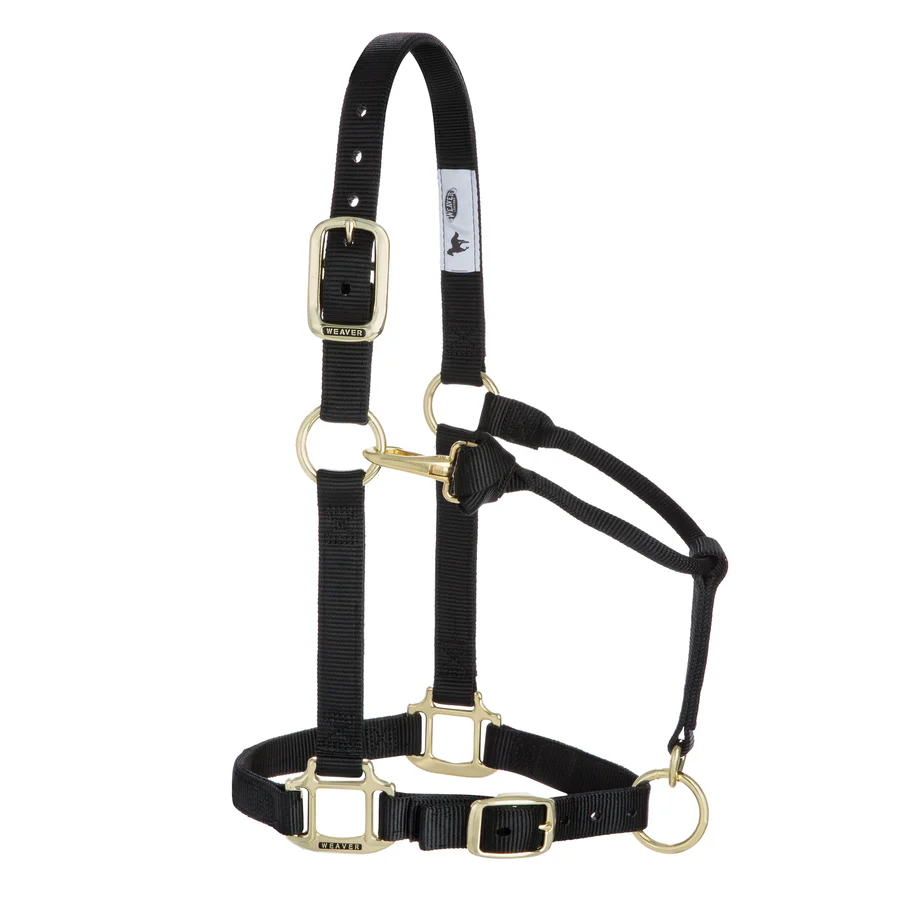 WEAVER - Original Adjustable Black Chin & Throat Snap 1'' Halter ...