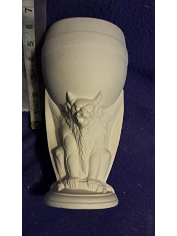 Gargoyle Goblet 8" Ceramic Bisque, Ready to Paint , Glazed Inside