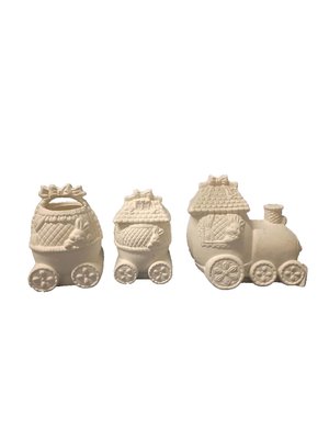Easter Train 3 piece set 6" Ceramic Bisque, Ready to Paint