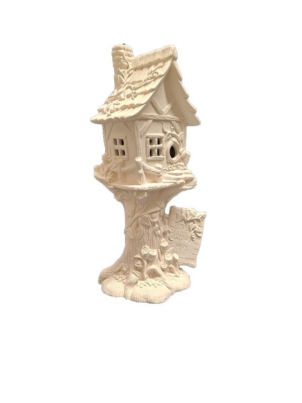 Fairy Tree Birdhouse 13" Ceramic Bisque, Ready to Paint