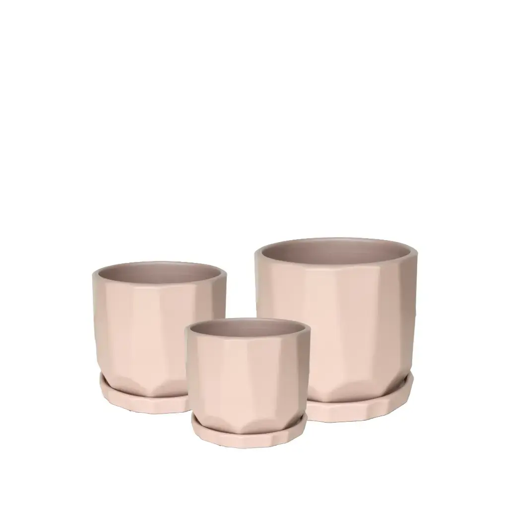 Pot, Cruz Pink Round w/ Saucer - Zocalo