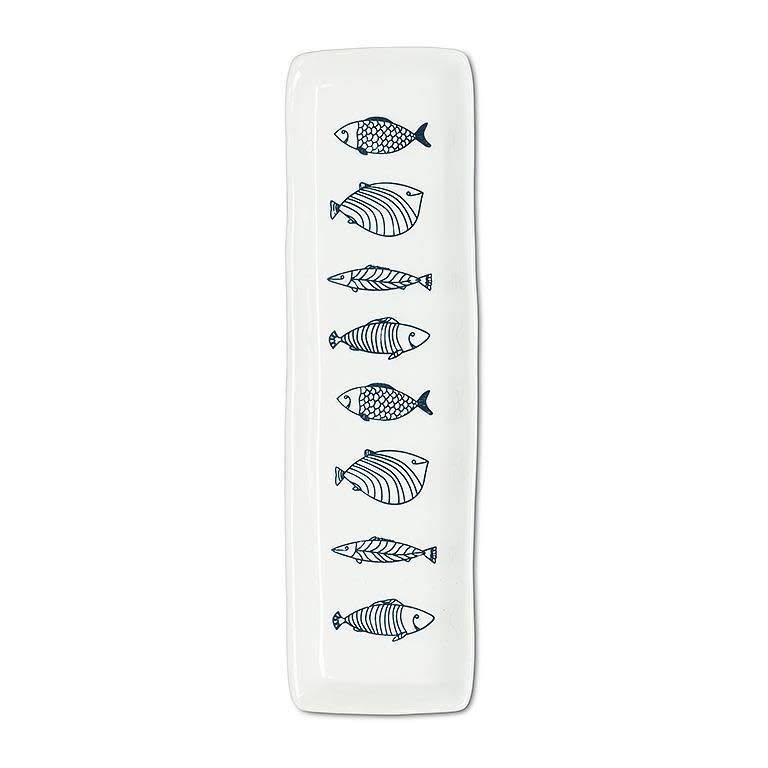 Plate, Fish White & Blue 12 in - Zocalo