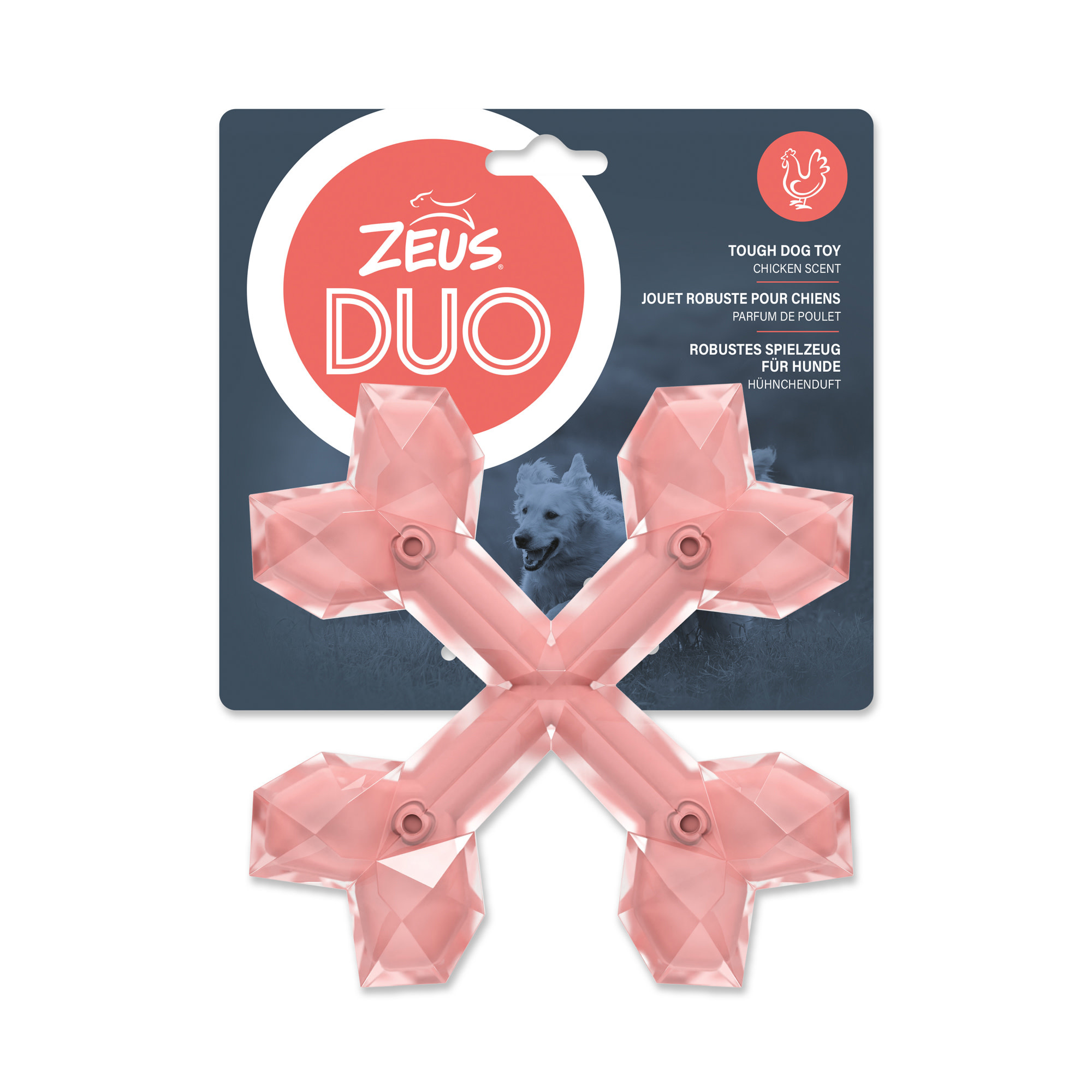 Zeus Duo Cross Bones - Chicken Scent - Coral - 15 cm (6 in) - Rick's ...