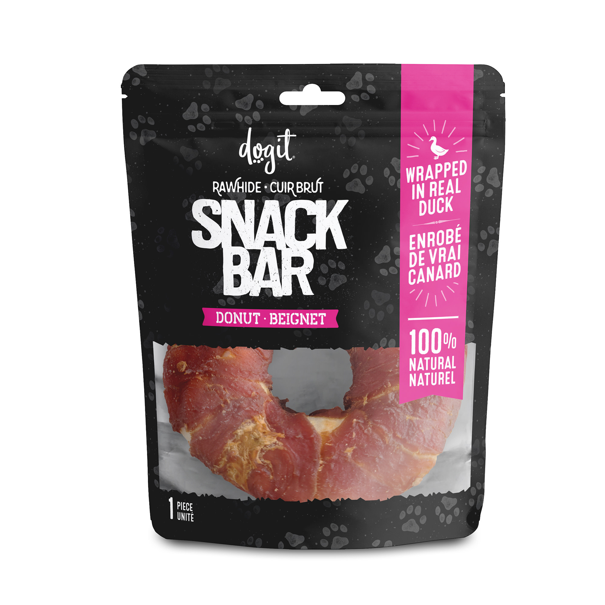 Dogit Snack Bar Rawhide - Duck-Wrapped Donut - 1 pc (10 - 11.4 cm/4 - 4 ...