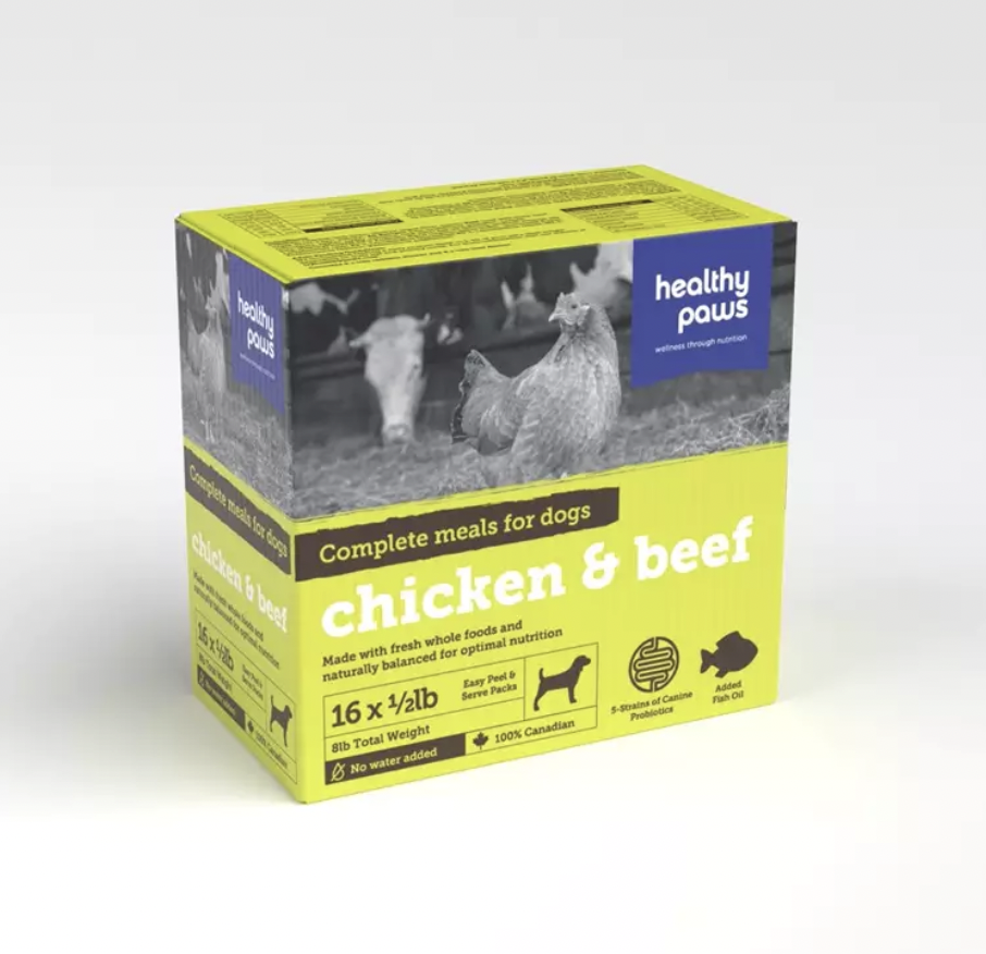 Healthy Paws Canine Complete Variety Pack - Beef & Chicken 16 x 1/2 lb ...