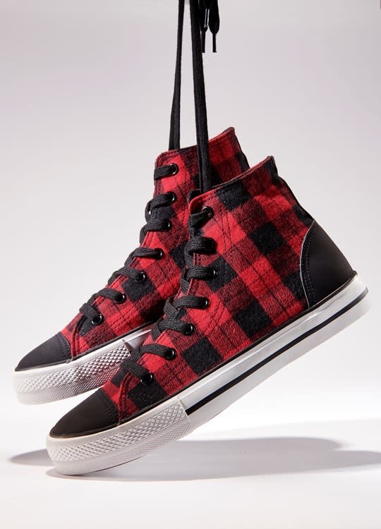 Red/Black Plaid High Top Runners - A Gathering Place