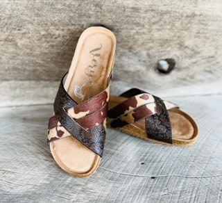 Very G Ari Brown Cow Sandals - A Gathering Place