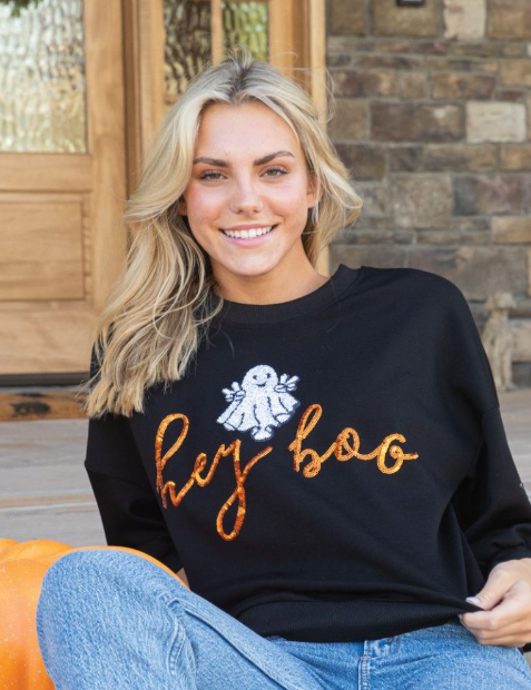 Simply Southern Sequin Crewneck Ghost - A Gathering Place