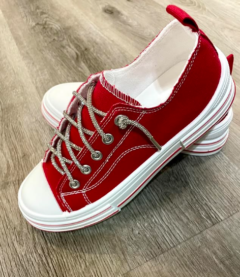 Very G Aman Sparkle Sneakers Red - A Gathering Place